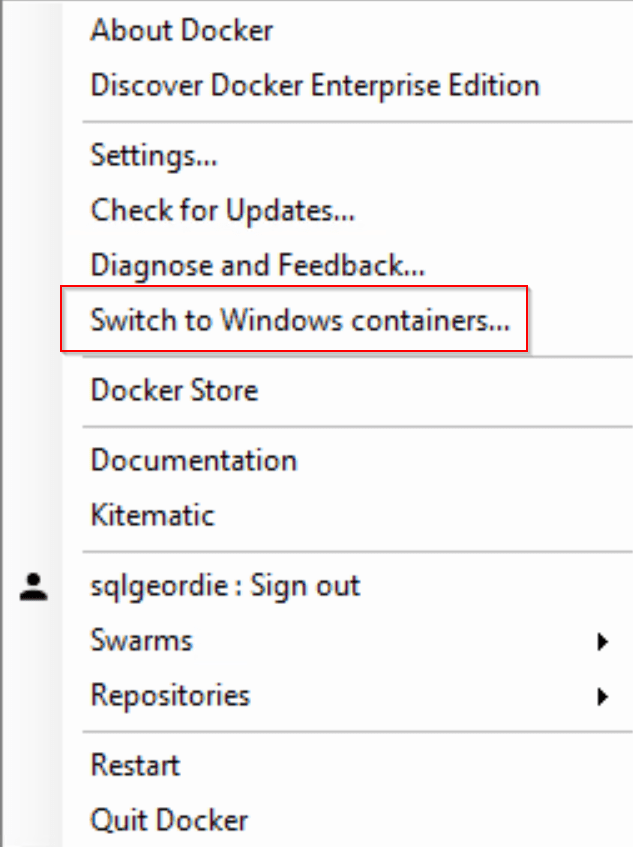 Docker for Windows -SwitchDaemon easily – SQLGeordie's Blog